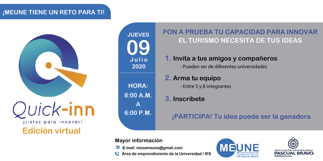 Inscríbete y participa en el evento Quick - Inn 2020 - Institución ...
